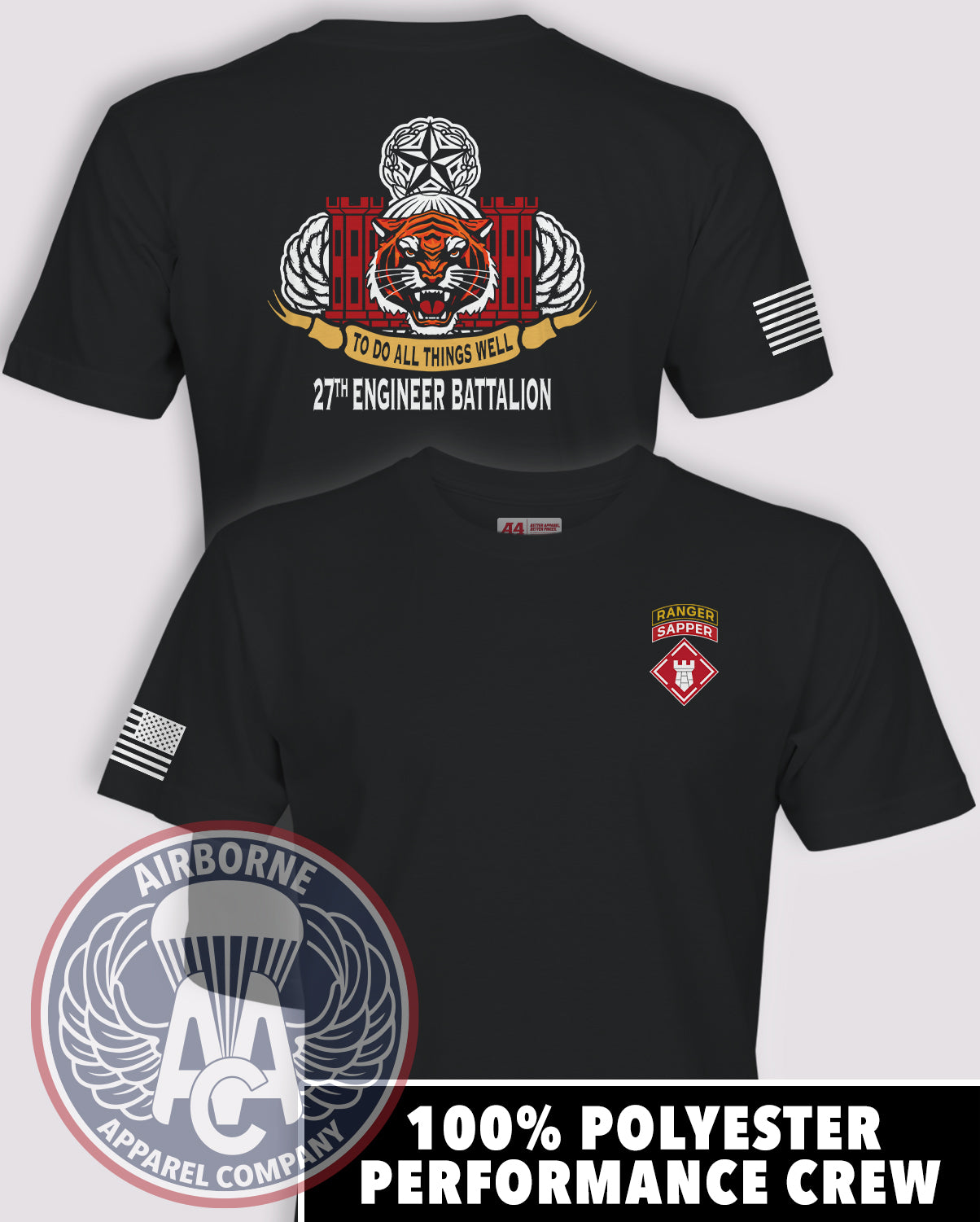 27th Engineer Battalion Dry-Fit PT Shirt (Official) – Airborne Apparel Co.